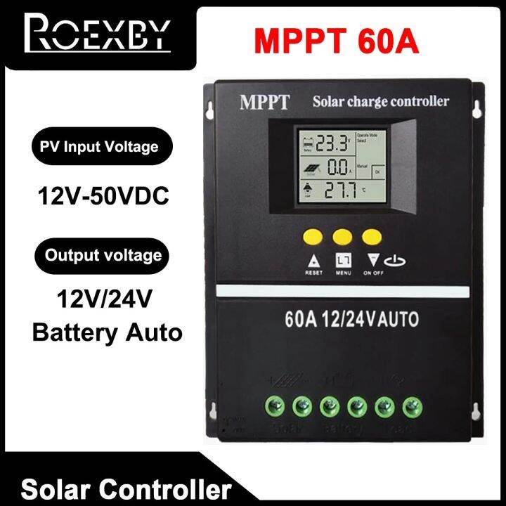 Mppt 60A điều khiển sạc năng lượng mặt trời công cụ 12V/24V Cổng USB ...