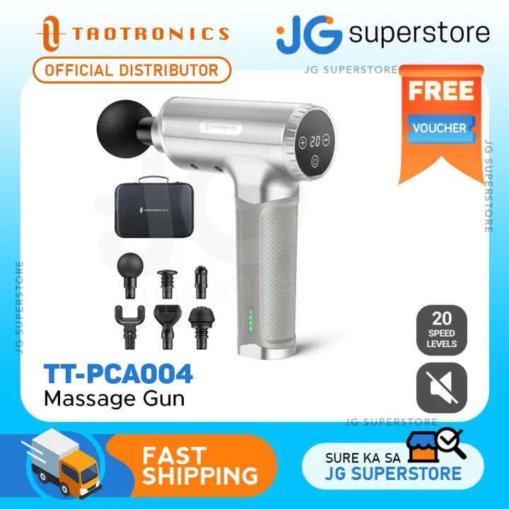 TaoTronics Lightweight Professional Massage Gun with 20 Speeds, 6 ...