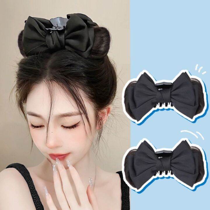 Y2K2เครื่องประดับผมวินเทจเนื้อนุ่มทันสมัยสำหรับผู้หญิงที่ยืดผมโบว์หนานุ่มกิ๊บหนีบผมวิกผม ...