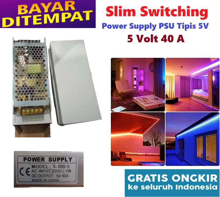 Slim Switching Power Supply PSU Tipis 5V 40A 5 Volt 40 A | Lazada Indonesia