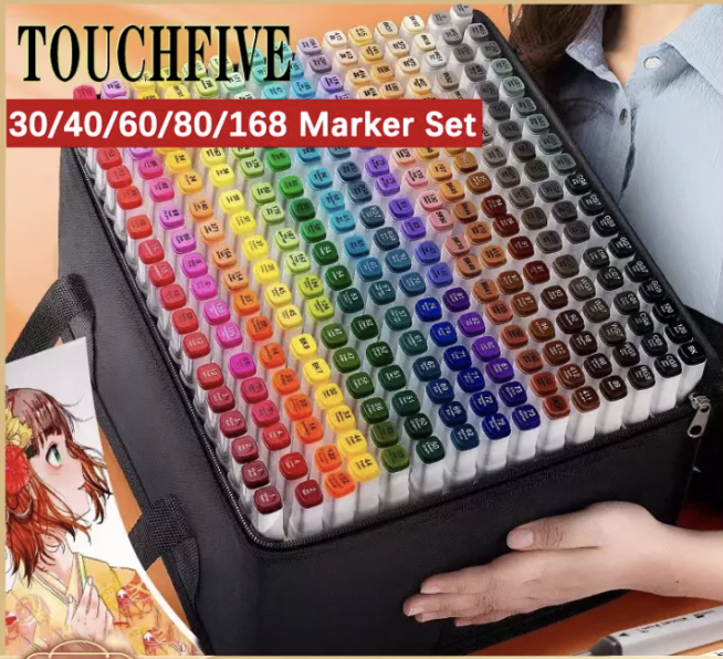 Touchfive 24/30/36/48/60/80/120/168/262 pcs Colors Twin Tip Pen Marker ...