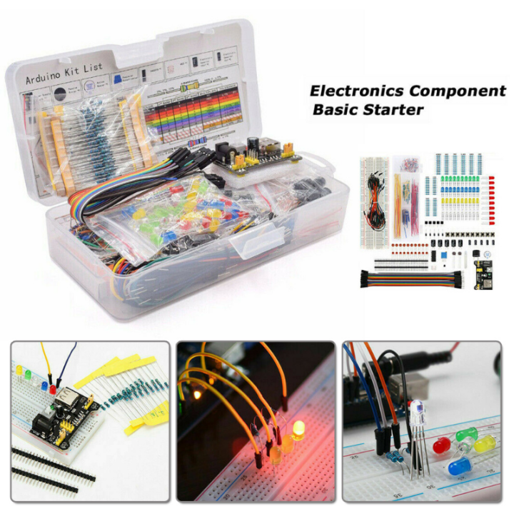 830 Breadboard Set Electronic Component Basic Starter Kit with Breadboard Cable Resistor ...