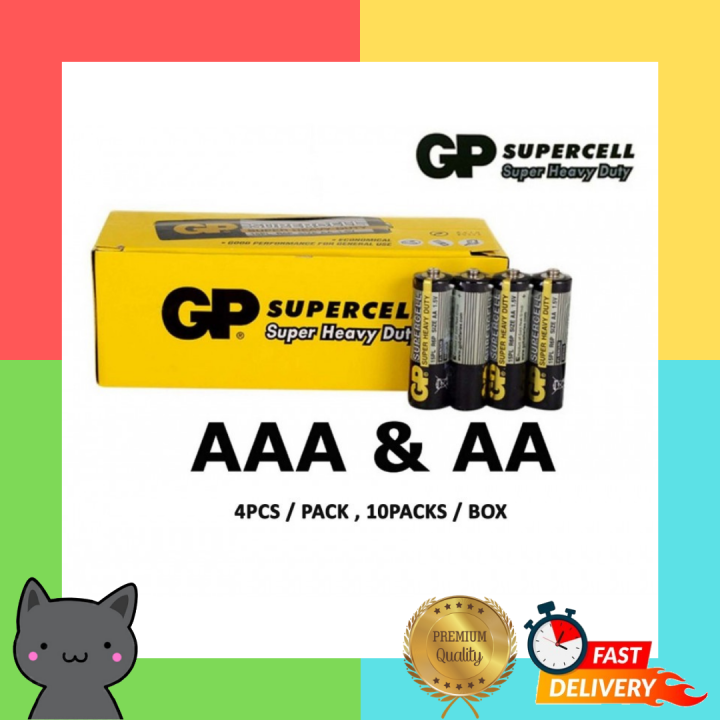 🔋GP Battery Supercell Super Heavy Duty AAA/AA Battery (1 Box: 40 Pcs ...