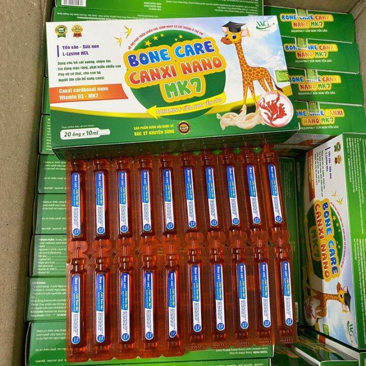 Bone Care CANXI NANO MK7 Aquamin F Yến sào sữa non - Hộp 20 ống bổ sung canxi D3 K2 MK7 cho bé ...