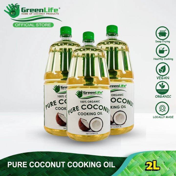 Organic Pure Coconut Cooking Oil 2L Set of 3 Deep Fry Healthy Cooking Oil NOT CANOLA OLIVE PALM ...