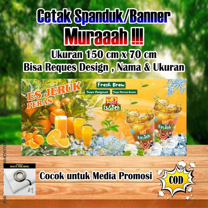 Spanduk Banner Es Jeruk & Es Te poci ukuran 150 cm x 70 cm | Lazada ...