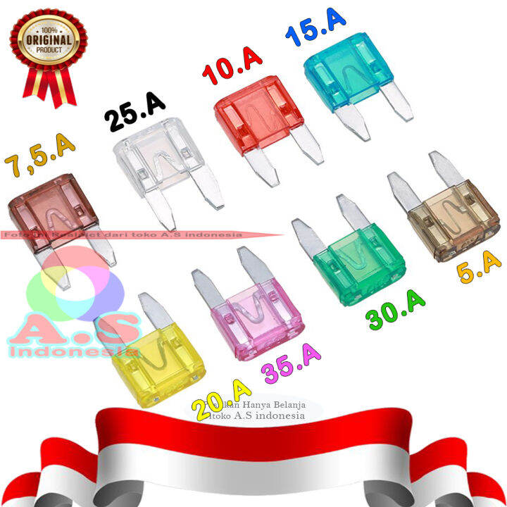 Sekring Motor/Mobil Sikring Tancap Fuse Kecil Mini 5A 10A 15A 15A 20A 30A ECERAN | Lazada Indonesia