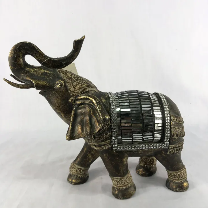 Vintage Elephant with Mirrored Mosaic Figurine Display - Home Decor ...