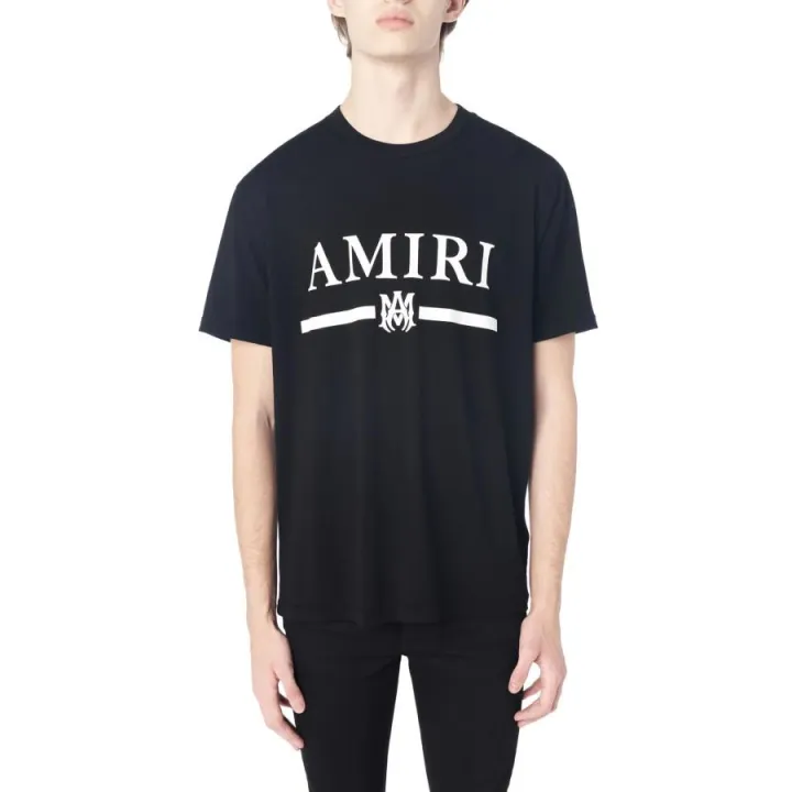 AMIRI ผู้ชายสบายๆเสื้อยืดฤดูร้อนบางหลวมระบายอากาศนุ่มสบายผ้าฝ้ายที่ ...