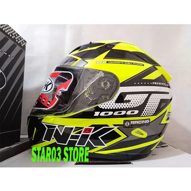 Helm / nhk / helm nhk full face gp 1000 star yellow flourencent double ...