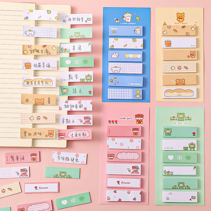 120 Sheets Cartoon Label Sticker Posted It Sticky Notes Kawaii Bookmark ...