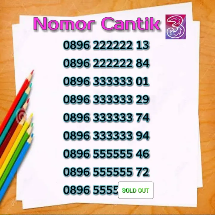 Kartu Kertu Perdana Nomer Nomor Cantik Tri Three Indosat Ooredoo ...