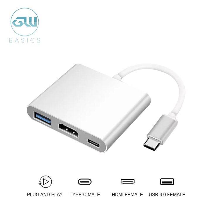 Gigaware Basics Type C USB 3.1 to 4K HDMI USB 3.0 USB-C Adapter ...