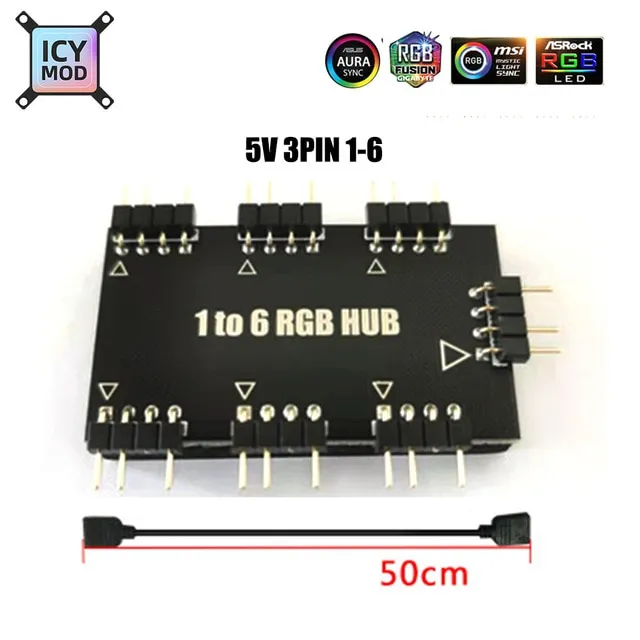 Rog Rgb Hub 1-10 1-6 Splitter 5v 3pin Sata Power Supply Lighting Panel 12v 4pin Convertor Aura ...