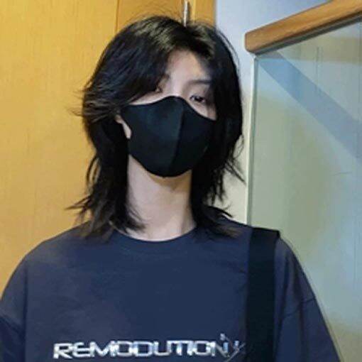 Wig, male mullet head, middle part, wolf tail, male long hair, Japanese ...