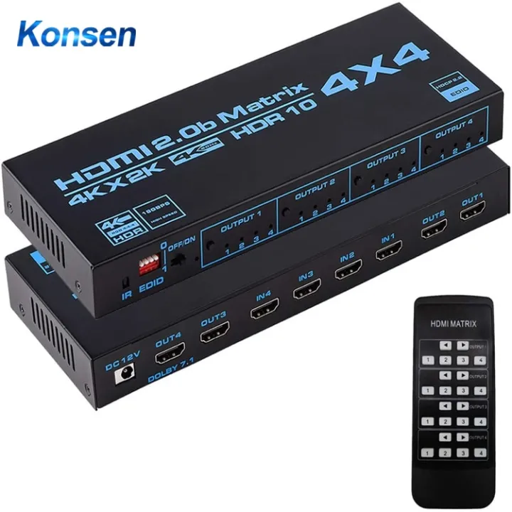 4K 60Hz True HDMI Matrix 4X4 HDMI 2.0 Matrix 4X2 2X4 4X4พร้อม SPDIF & L/r 3.5มม. สวิตช์ที่รองรับ ...