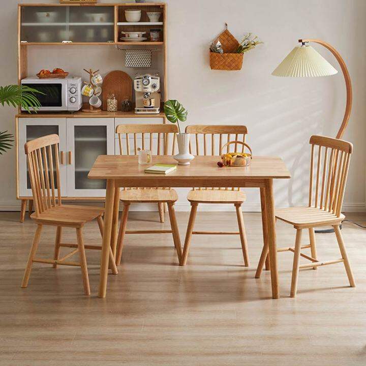 Log dining table household small-sized dining table log color solid ...