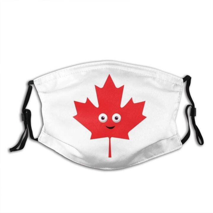 Canadian Leaf Face Mask With Canada Canadian Flag Colors Cartoon Happy ...