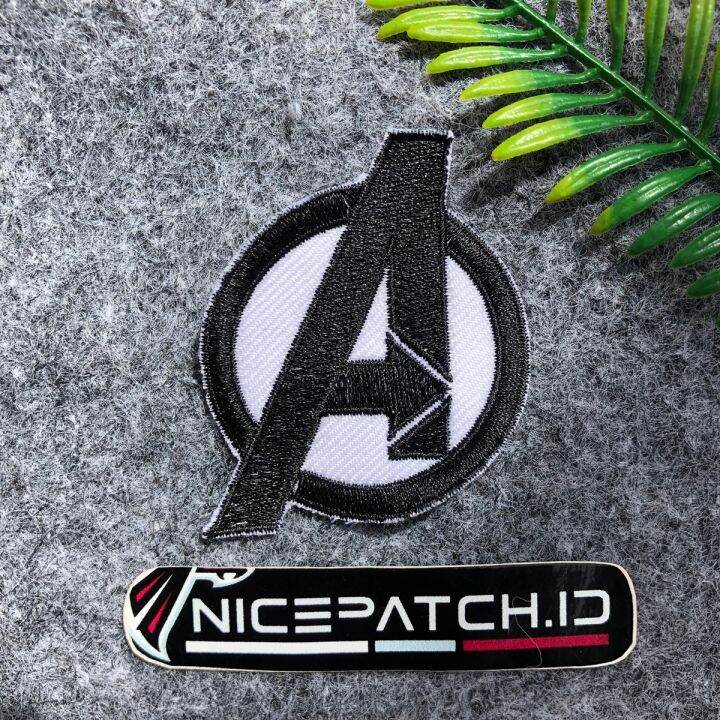 Patch Avengers The Avengers Black White Logo Marvel Superhero Team Emblem Bordir Jahit Murah ...