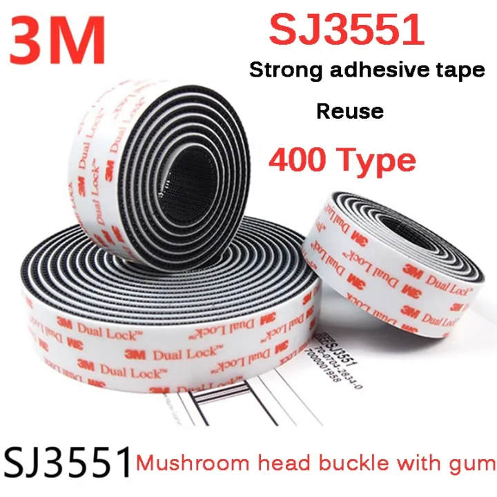 3M Dual Lock SJ3551 Black Mushroom Adhesive Fastener Tape Velcros ...