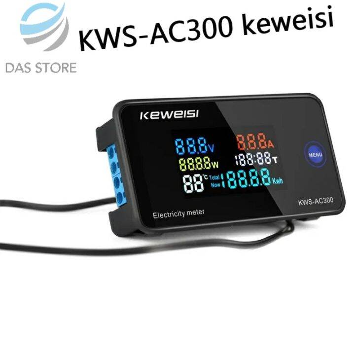 KWS AC300 20A 100A Digital KWH Watt Volt Ampere temperature meter ammeter voltmeter AC 110V-220V ...
