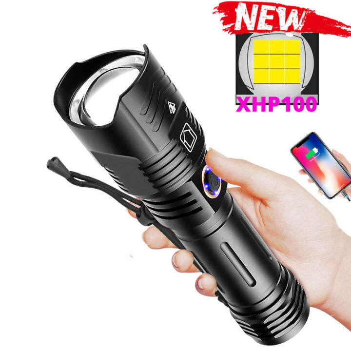 Touchlight 9 Core XHP100 LED Fashlight USB Chargeable Lantern 18650 ...