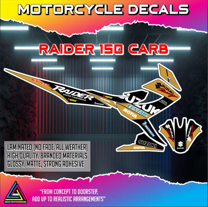 Suzuki Raider 150 Carb Reborn Full Body Decals Waterproof Laminated No ...