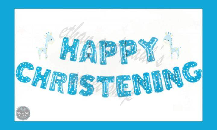 Happy Christening Letter Foil Balloon Set (Blue) | Lazada PH