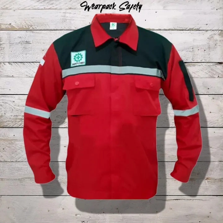 Wearpack Safety Merah Hitam Atasan Wearpack Lengan Panjang Seragam ...