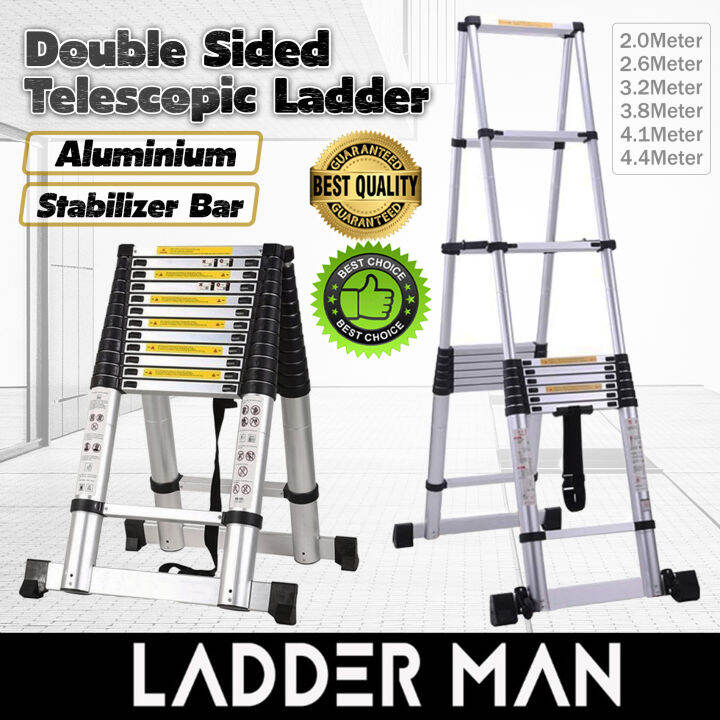 Aluminium Double Sided Telescopic Ladder Tangga Lipat Aluminium ...