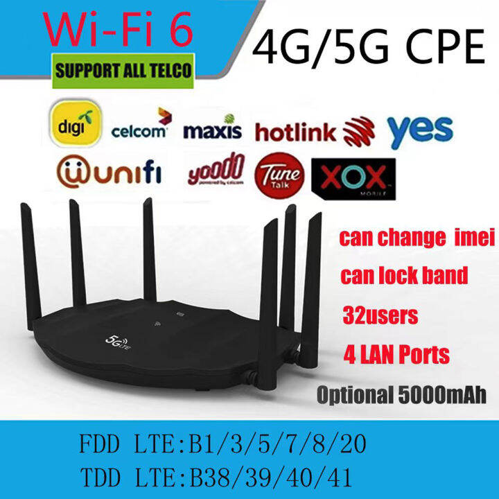4G 5G CPE A90 8-Stream Modem Wi-Fi 6 Router supports all telecom ...