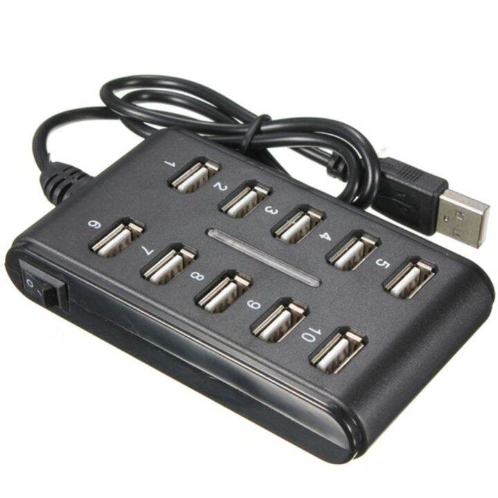 High Speed 480 Mbps USB 2.0 Hub 10 Ports Multi Personal Computer USB ...