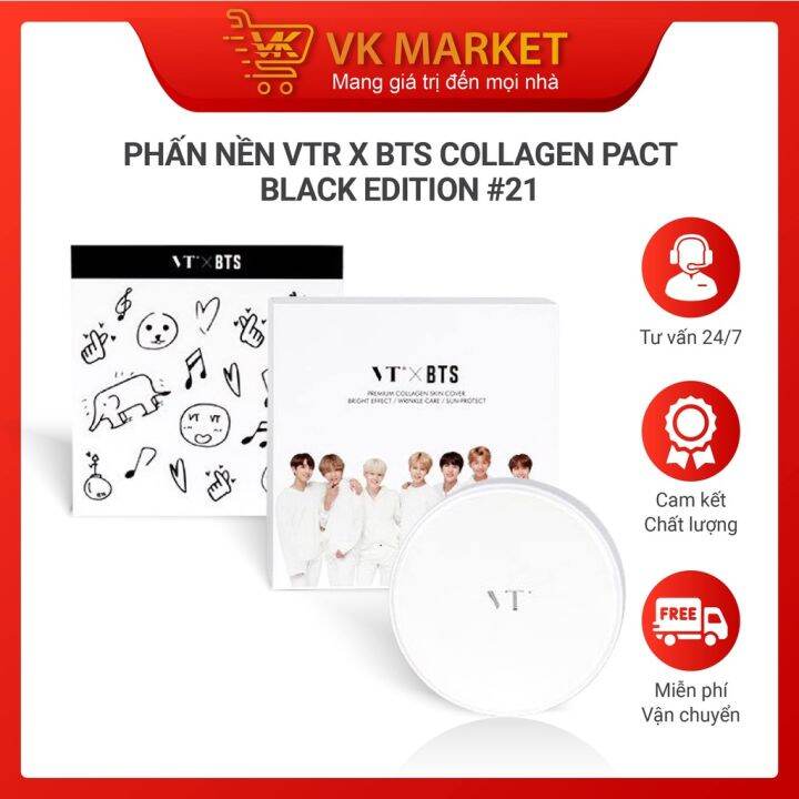 Kem Nền VT X BTS COLLAGEN PACT BLACK & WHITE EDITION / SPF 50+++++ - VK Market | Lazada.vn