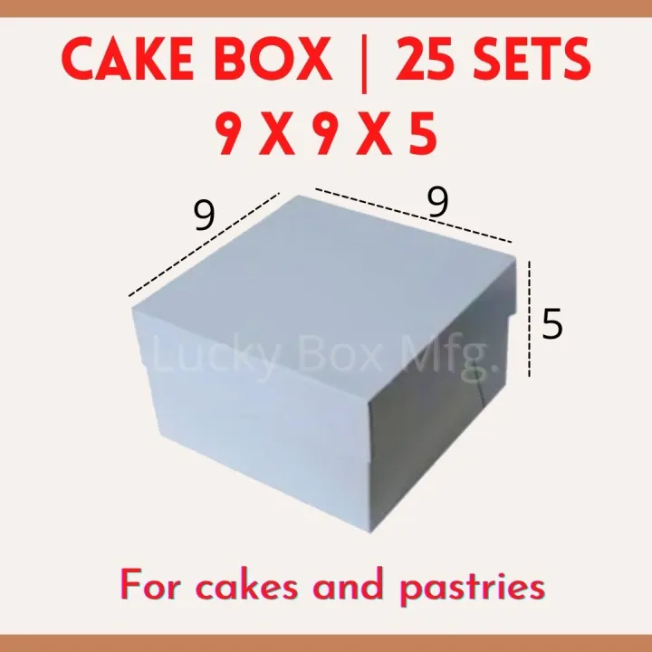 9x9x5 Cake Box 25 Sets | Plain White | No Window | Lazada PH