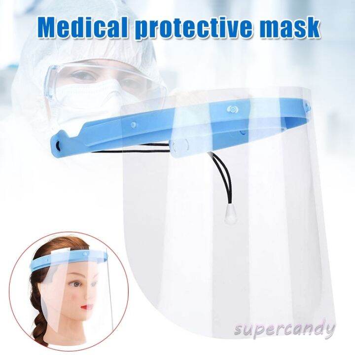 Anti-Fog Full Face Shield Anti Saliva Protective Film Replaceable Clear ...