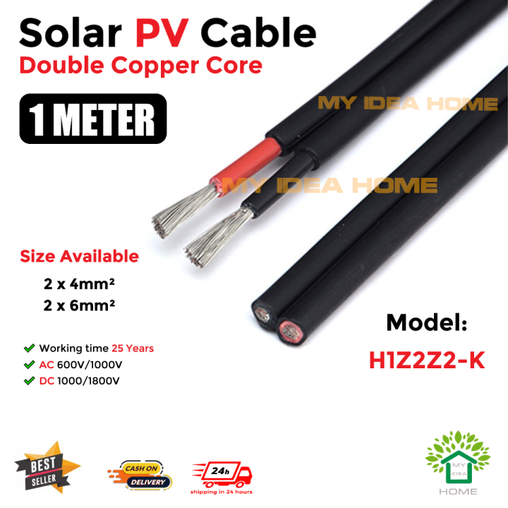 Solar PV Cable Double Core 2x4mm² 2x6mm² 2PfG 1169 H1Z2Z2-K Copper Core ...