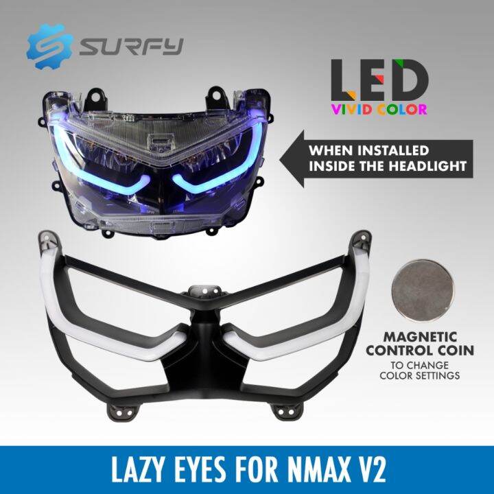 Lazy Eyes Mask Headlight Assembly For Nmax v2 RGB LED Vivid Color Park ...