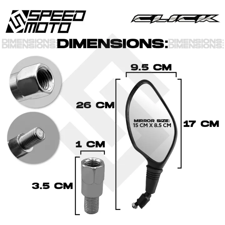 HONDA CLICK 125i / 150i HMA VARIO SHORT STEM SIDE MIRROR 3165 SPEEDMOTO ...
