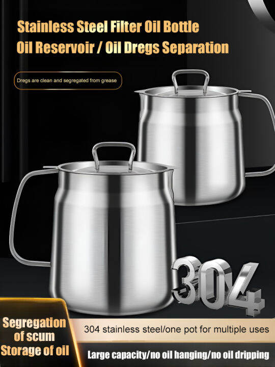 vivivivi Large capacity stainless steel oil kettle with oil tank and ...