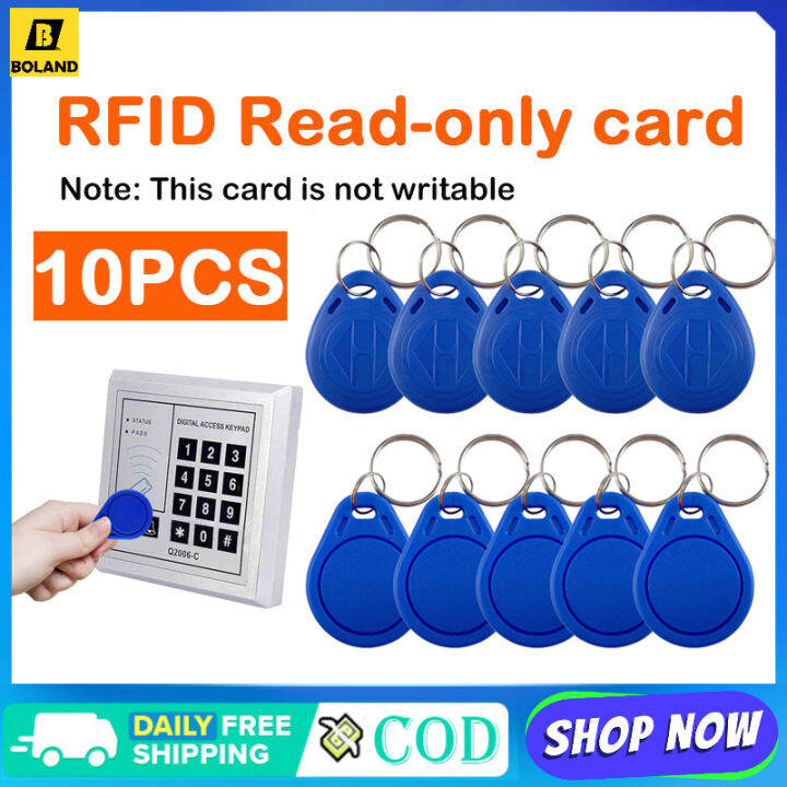 Boland 10pcs RFID 125khz 13.56MHz Card S50 IC EM4100 ID Keyfob Tag Read ...
