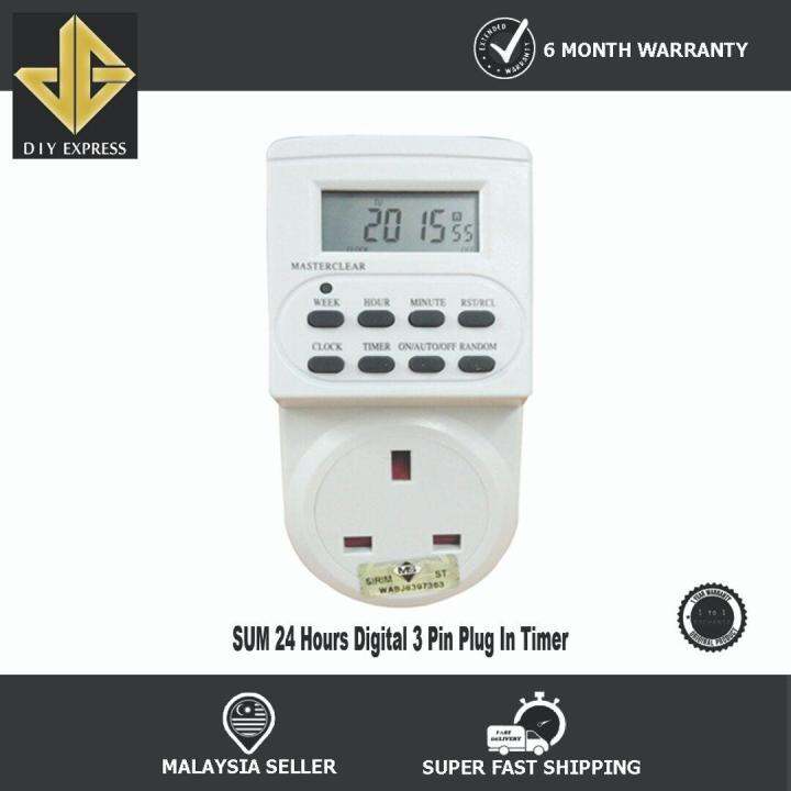 SUM 24 Hours (Digital) 3 Pin Plug In Timer | Lazada