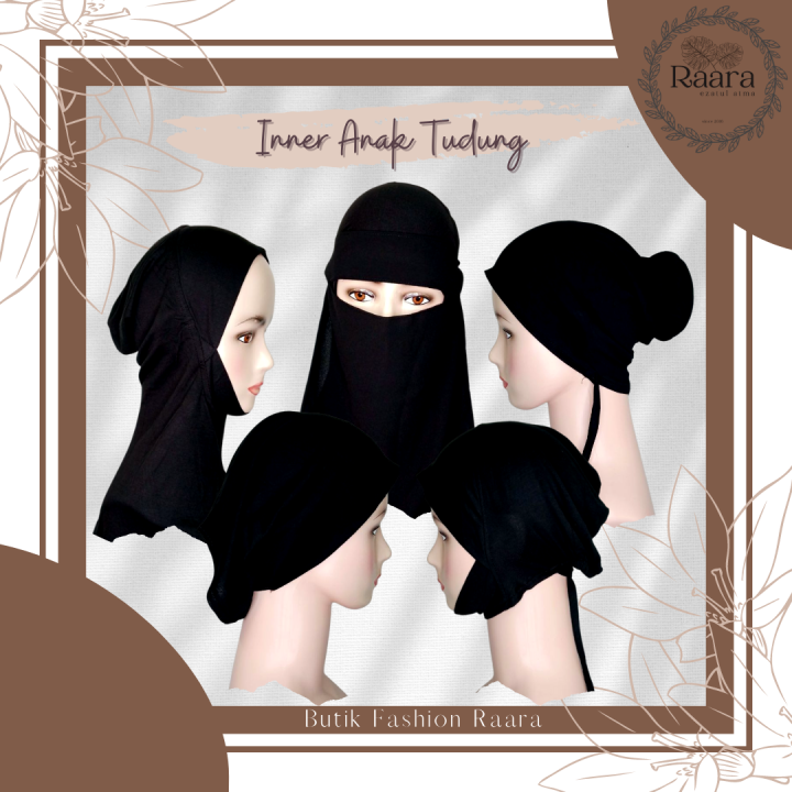 READY STOCK | Anak Tudung Inner Syria Ninja Neck Berdagu Hitam / Cotton ...