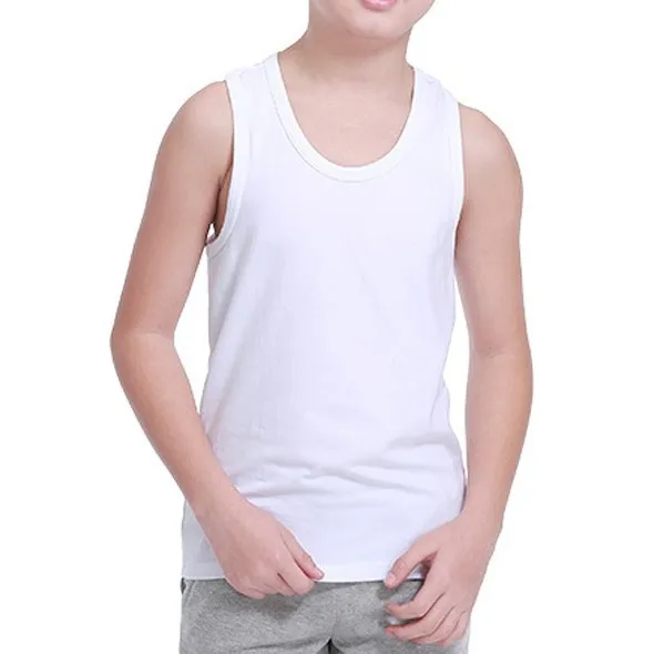 Back To School Boys Plain White Cotton Sando | Lazada PH