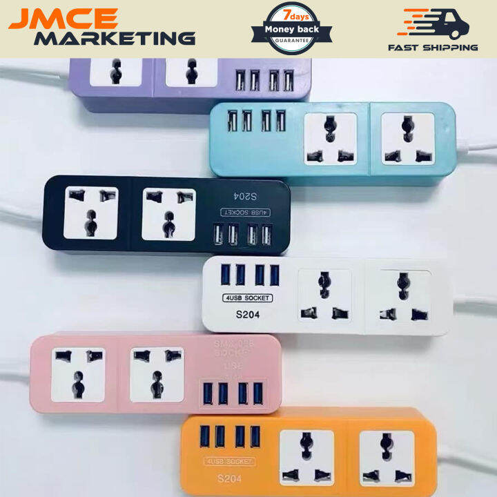 Universal Power Extension Cord with 4 USB Ports and 2 Power Socket for ...