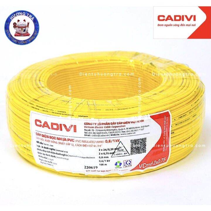 Dây Điện Đôi Mềm Cadivi Vcmd 2×0.75 (2×24/0.2) 0.6/1kV - CUỘN 100M ...