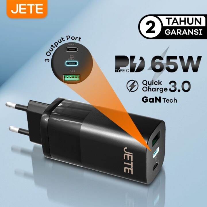 Charger Hp Fast Charger 65 Watt Power Delivery Quick Charge 4.0 JETE E5 ...