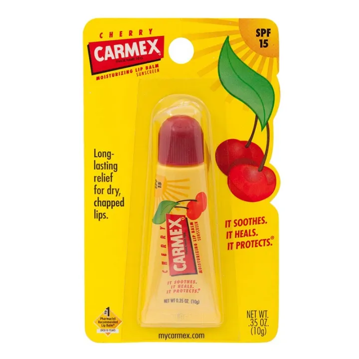 Carmex Lip Balm Tube Cherry Flavored SPF 5 ลิปบาล์ม กลิ่นเชอรี่ แบบหลอด ช่วยแก้ปากแห้ง แตกเป็น ...