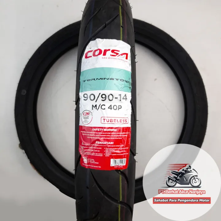 Ban Motor Matic 90/90 Ring 14 CORSA Terminator TUBELESS Bonus Pentil ...