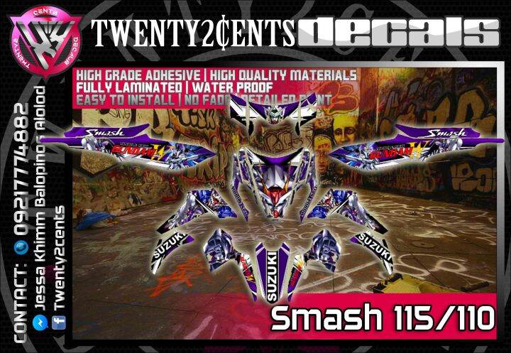 suzuki smash 115 gundam wings violet / purple sticker decals | Lazada PH