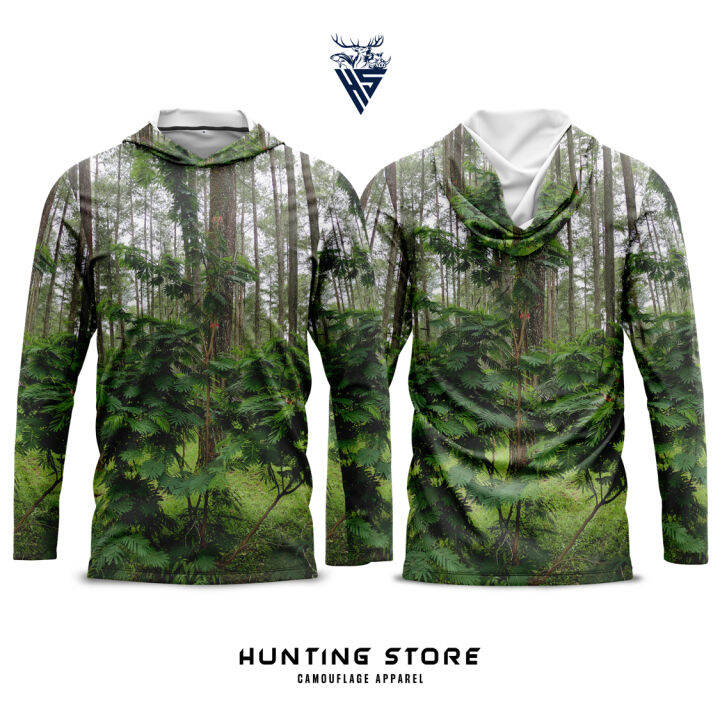 Baju Camo Hunting Hooded Camo Outdoor Natural Motif Pine Green II ...
